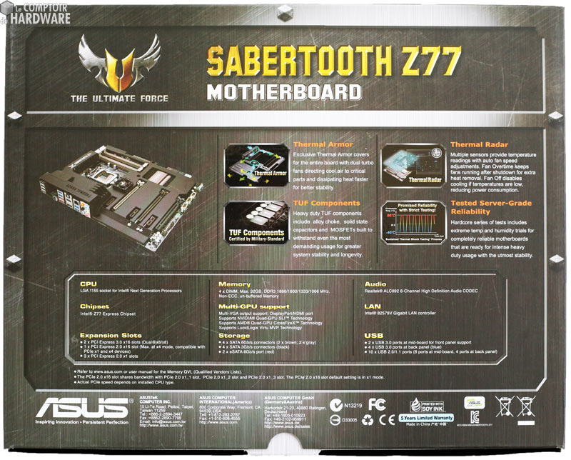 Review • Asus Sabertooth Z77 - Le comptoir du hardware